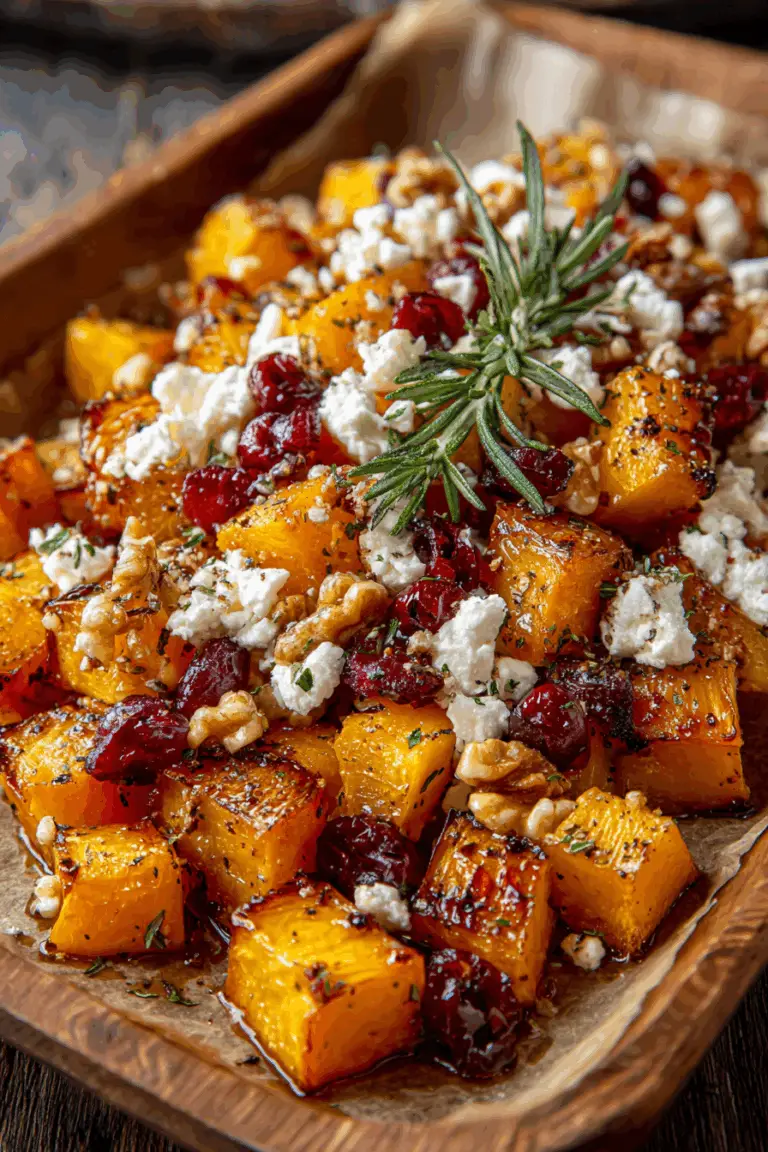 Caramelized Butternut Squash with Feta, Walnuts, and Cranberry-Honey ...