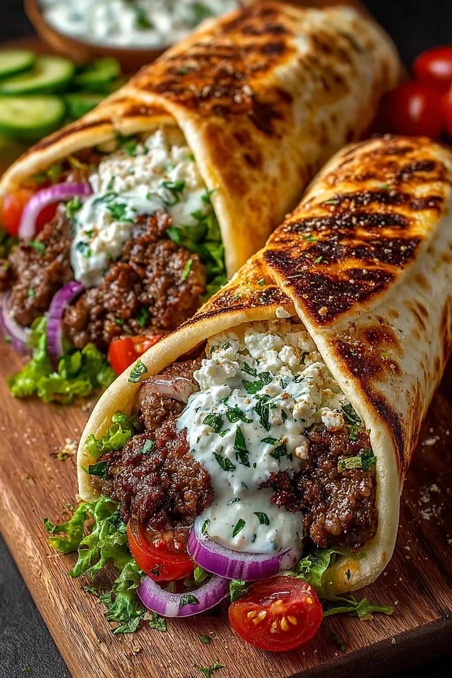 Greek Beef Wraps with Roasted Garlic Feta Sauce – Ultimate 5-Star ...